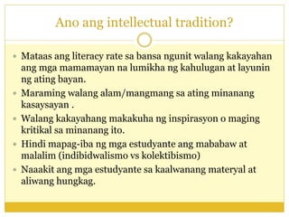 Intelektwalismo at wika tungong edukasyong kritikal, intelektwal at ...