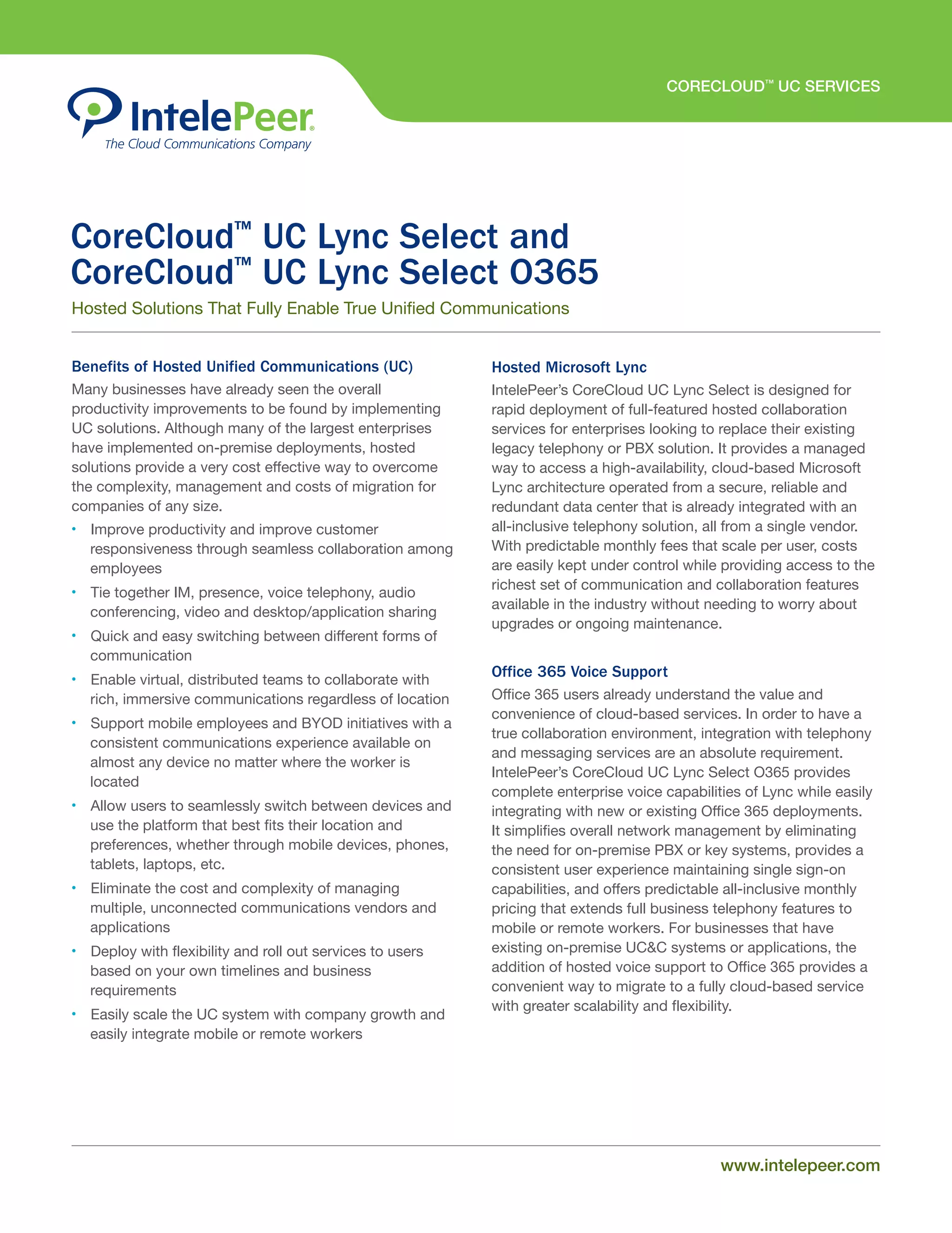 Hosted Lync data sheet | PDF | Web Conferencing | Computer Software and ...