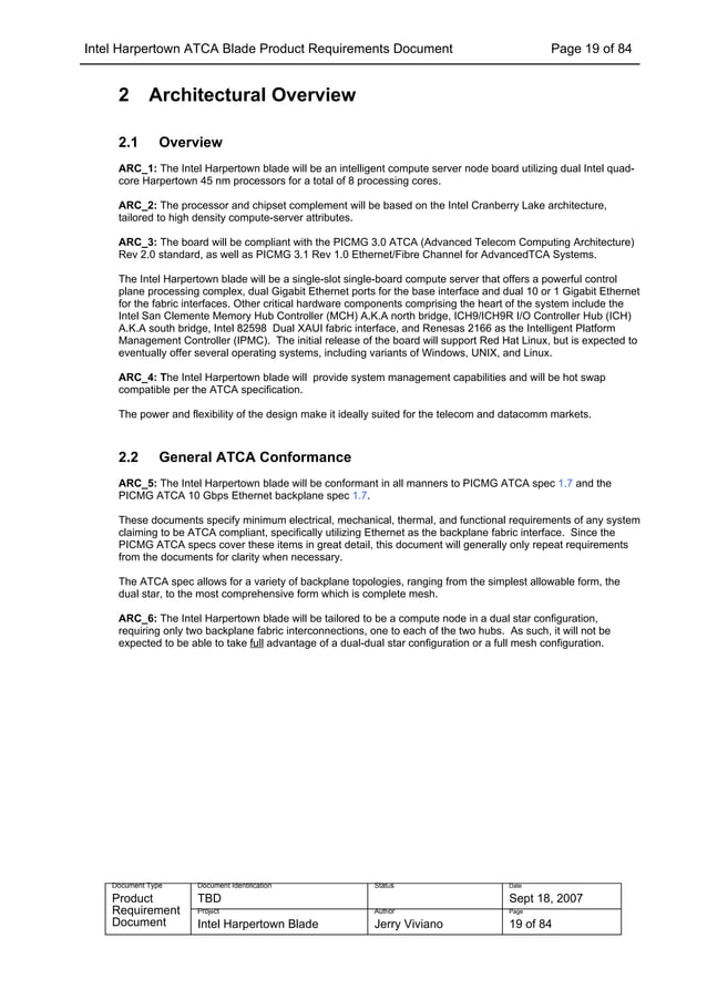 Intel Harpertown ATCA Blade Prd Rev 1.4 | PDF