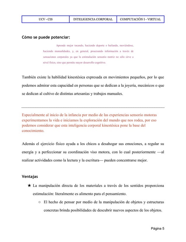 Inteligencia corporal | PDF