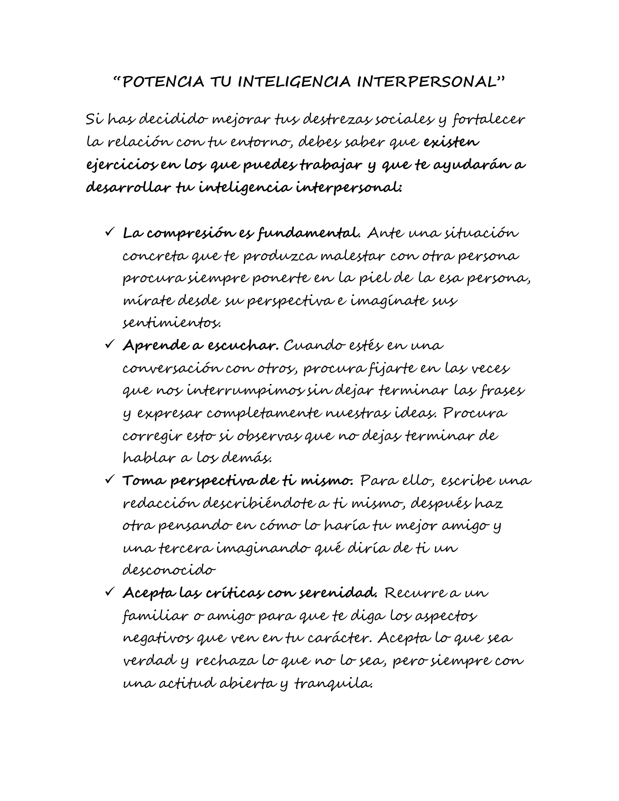Inteligencia interpersonal | PDF