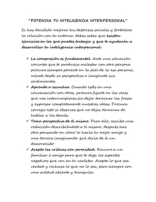 Inteligencia interpersonal | PDF