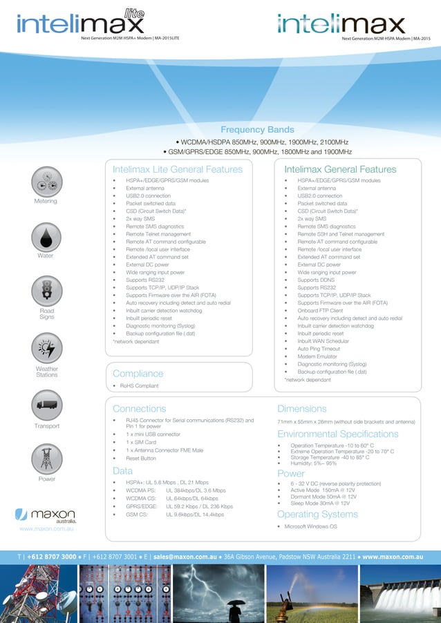 Intelimax Lite HSPA+ Modem - Maxon Solutions | PDF