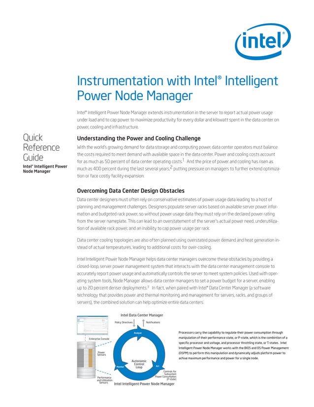 Intel Node Manager Technology Brief | PDF | Internet of Things | Internet