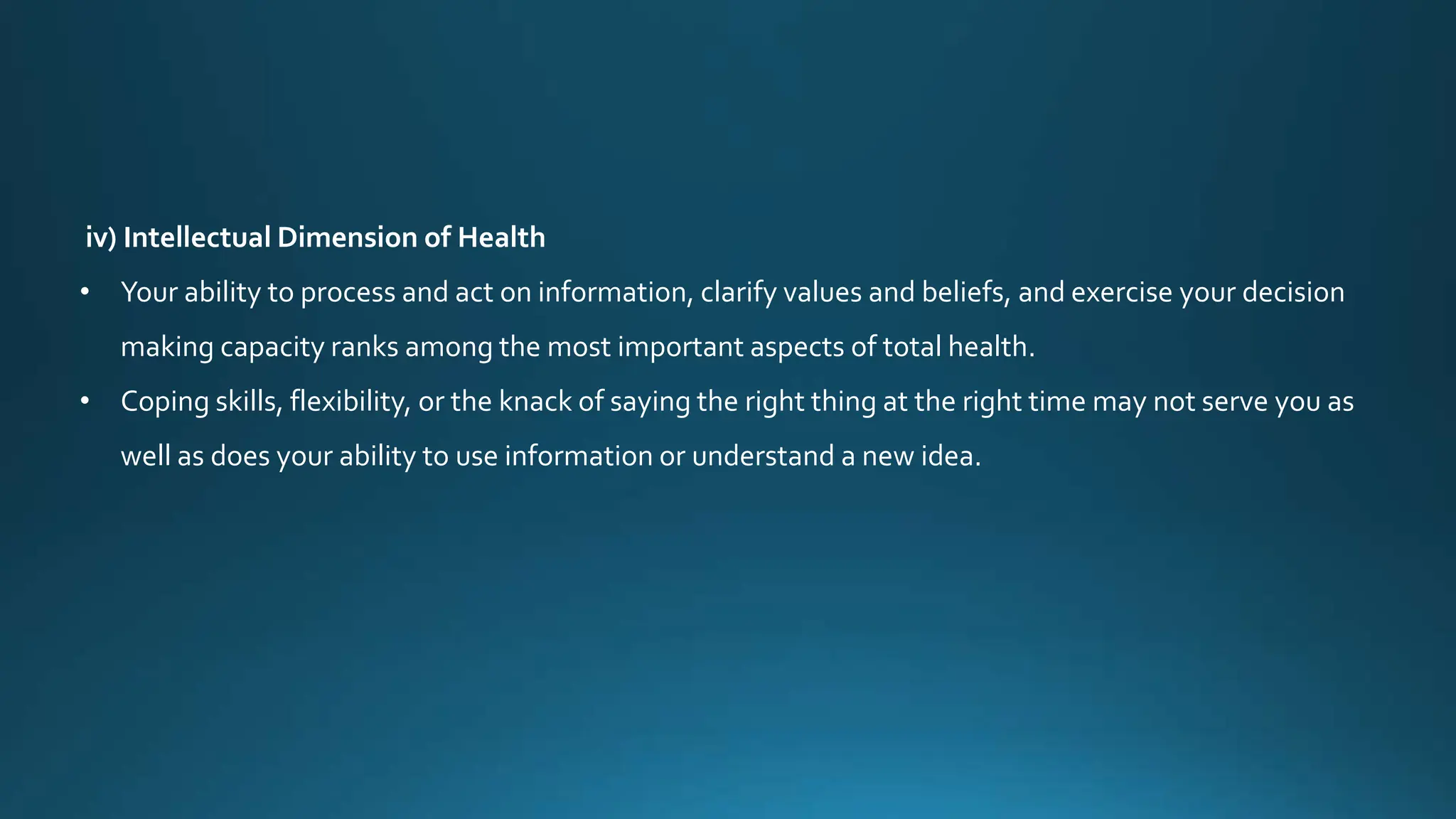 Intellectual Dimension of Health | PPTX