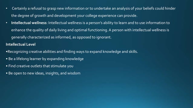 Intellectual Dimension of Health | PPTX