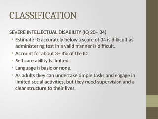 Lecture on DISORDERS OF INTELLECTUAL DEVELOPMENT. | PPTX