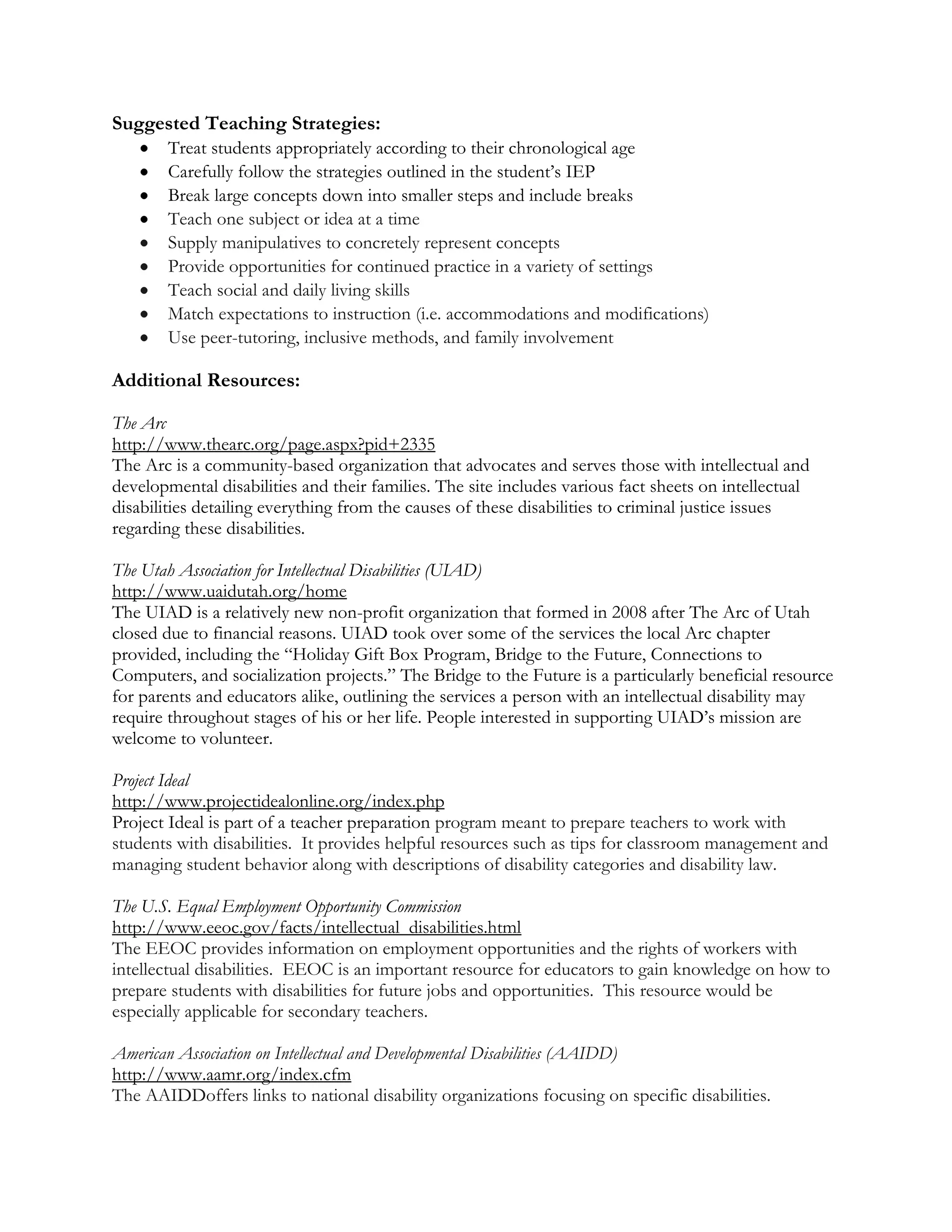 Intellectual disability handout | DOCX