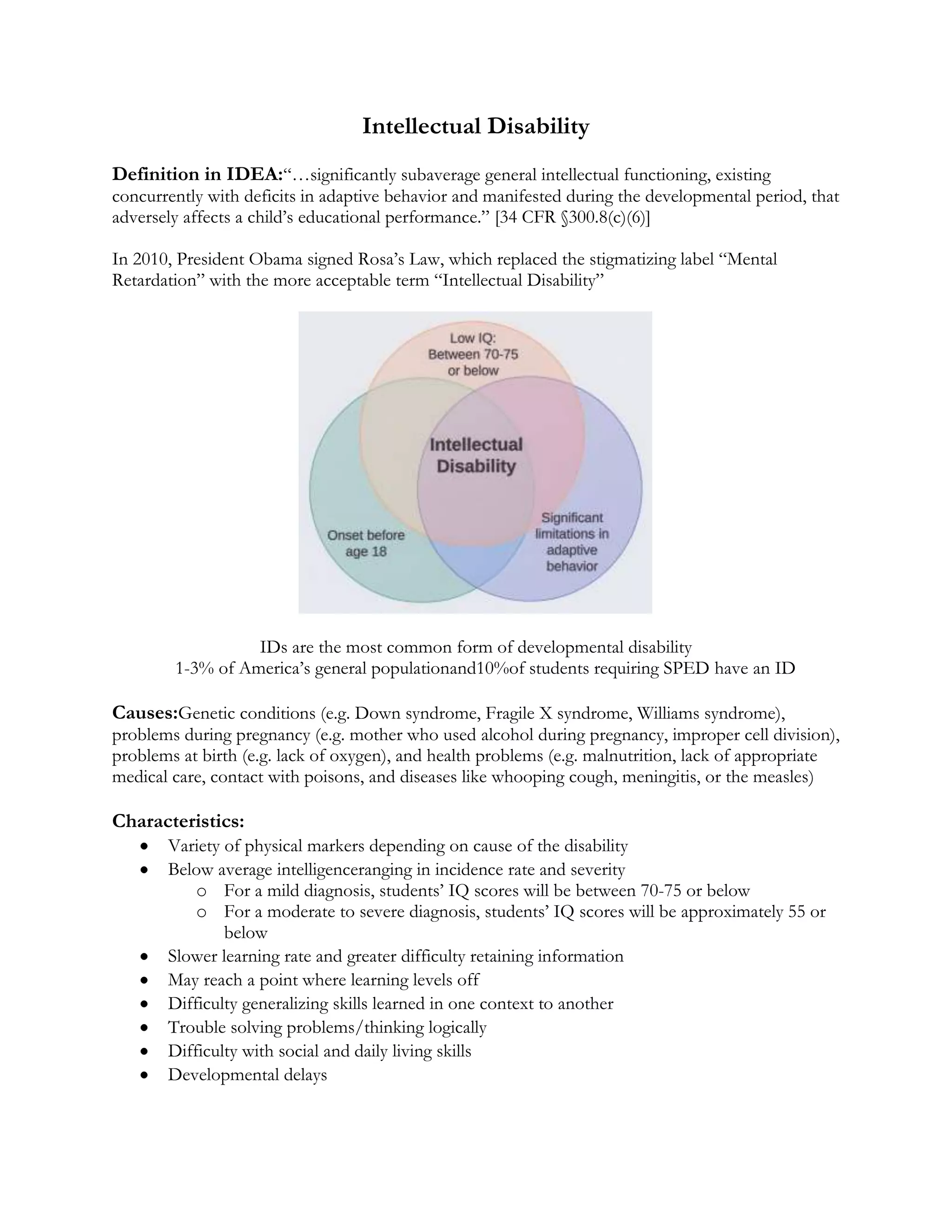 Intellectual disability handout | DOCX
