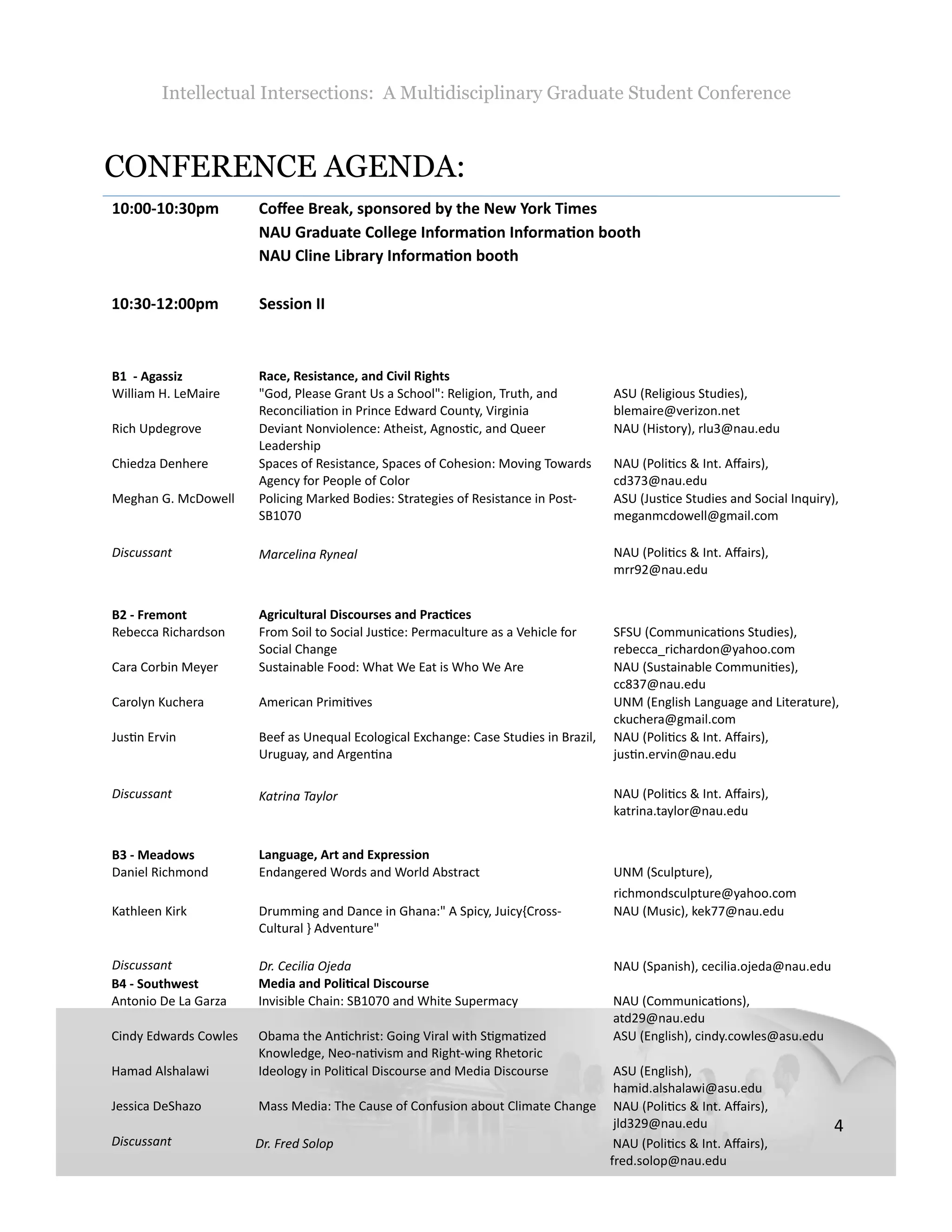 Intellectual Intersections, draft conference program | PDF