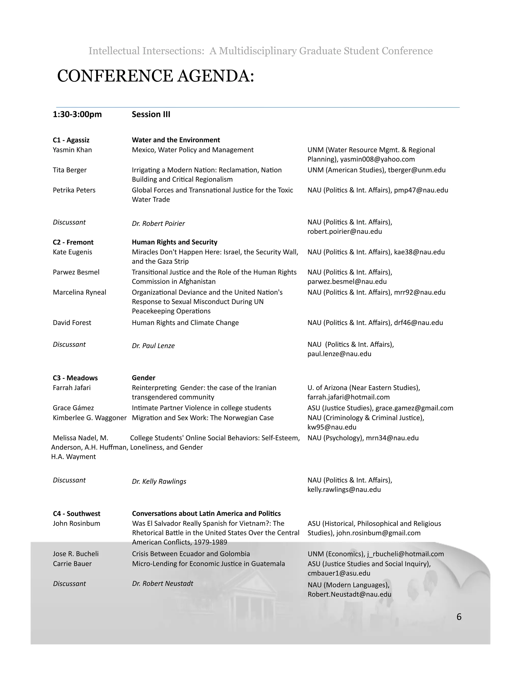 Intellectual Intersections, draft conference program | PDF