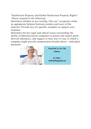 Intellectual Property and Global Intellectual Property Rights Pl.docx