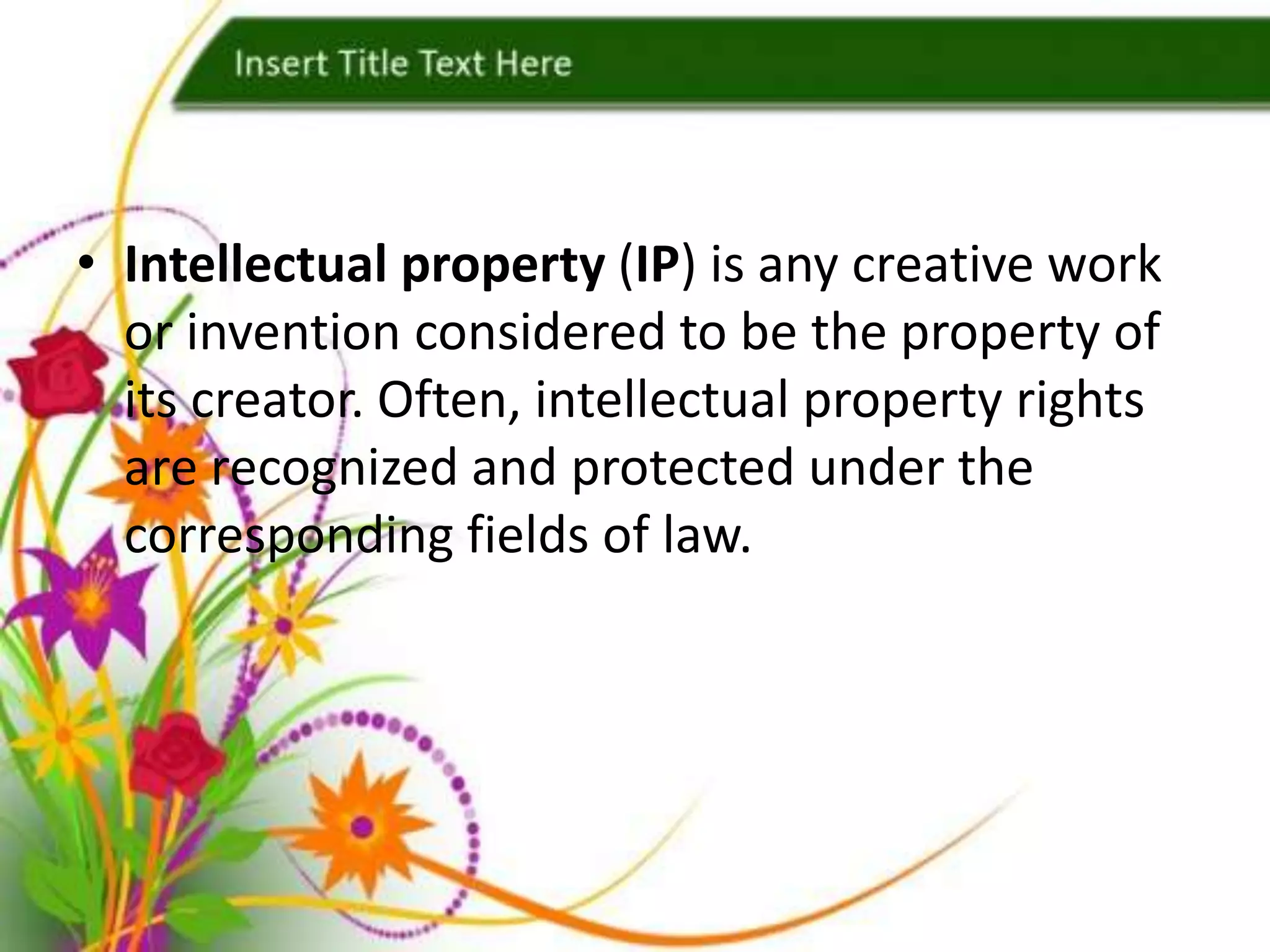 Intellectual property issue report | PPT