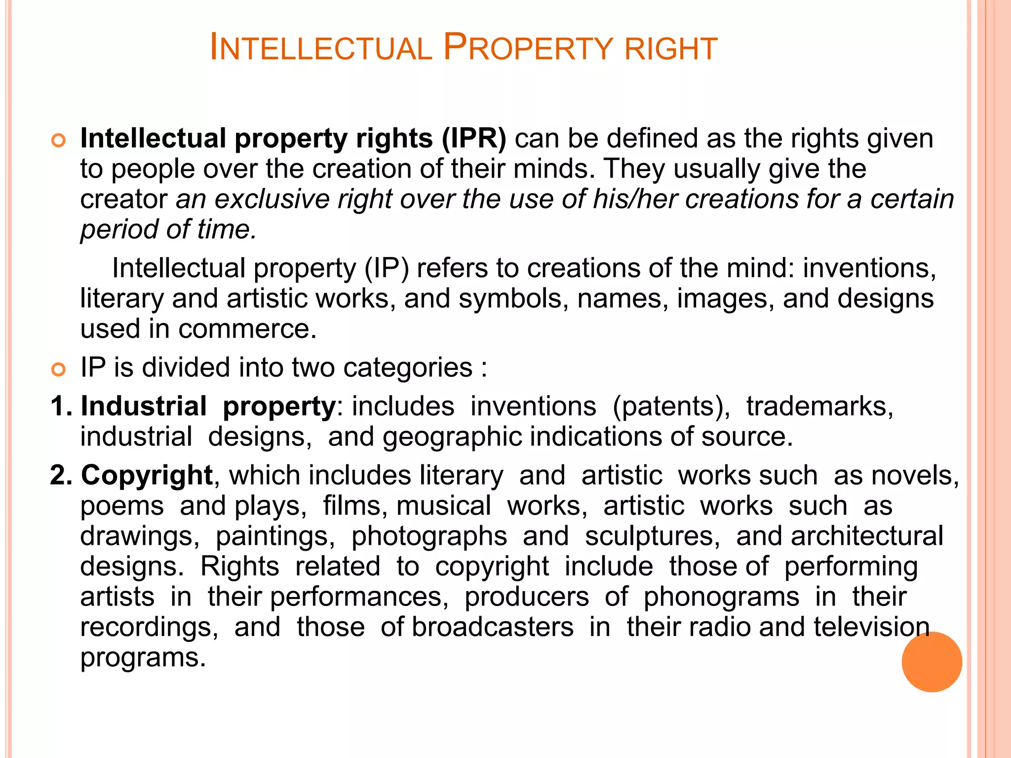 Intellectual property right and copy right in indian | PPTX