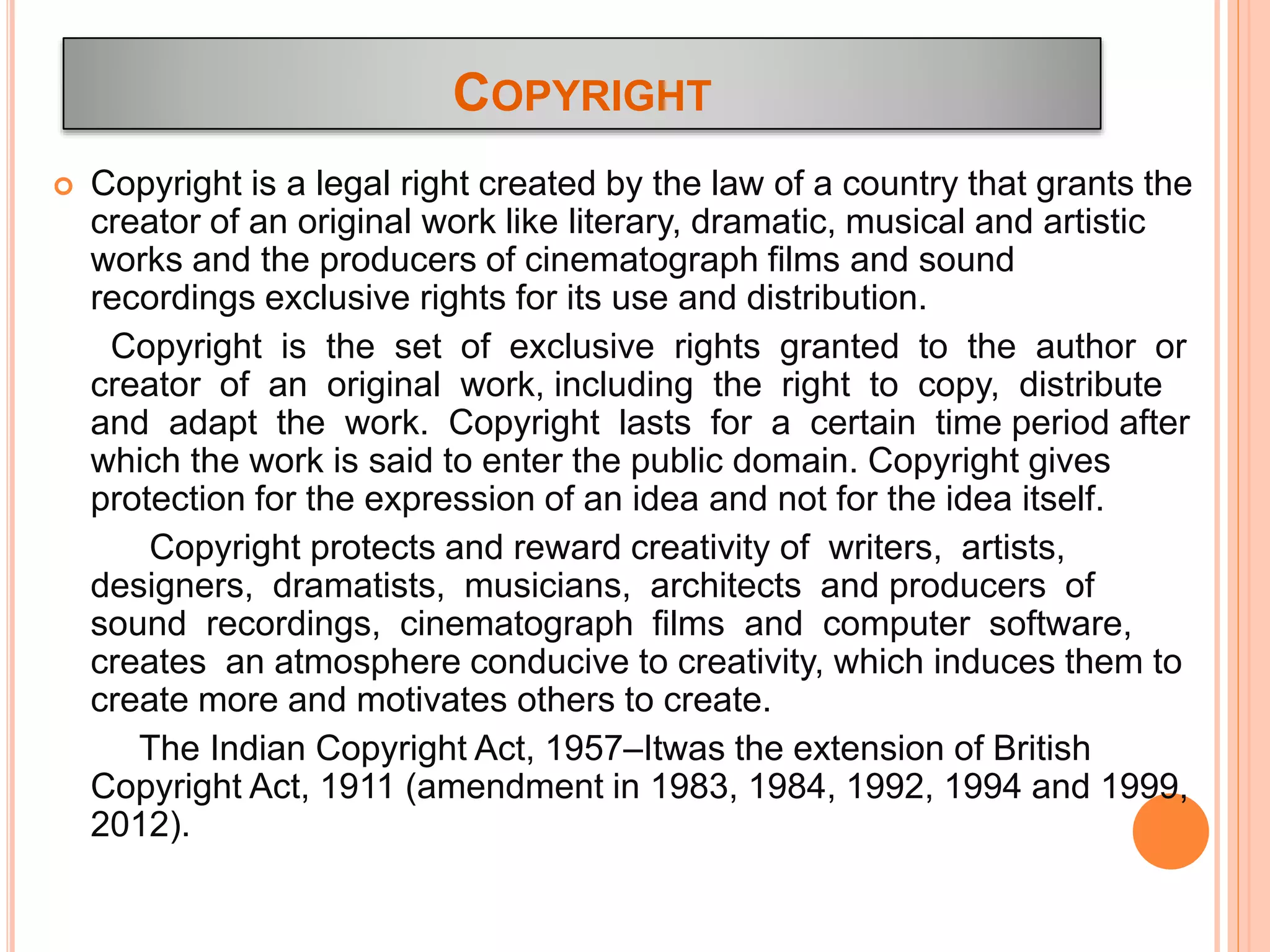 Intellectual property right and copy right in indian | PPTX