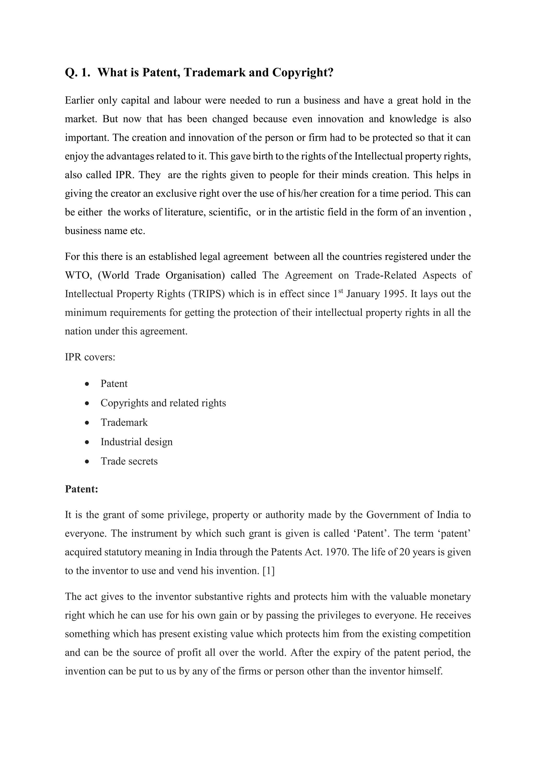 Intellectual property rights | PDF | Business | Business and Finance