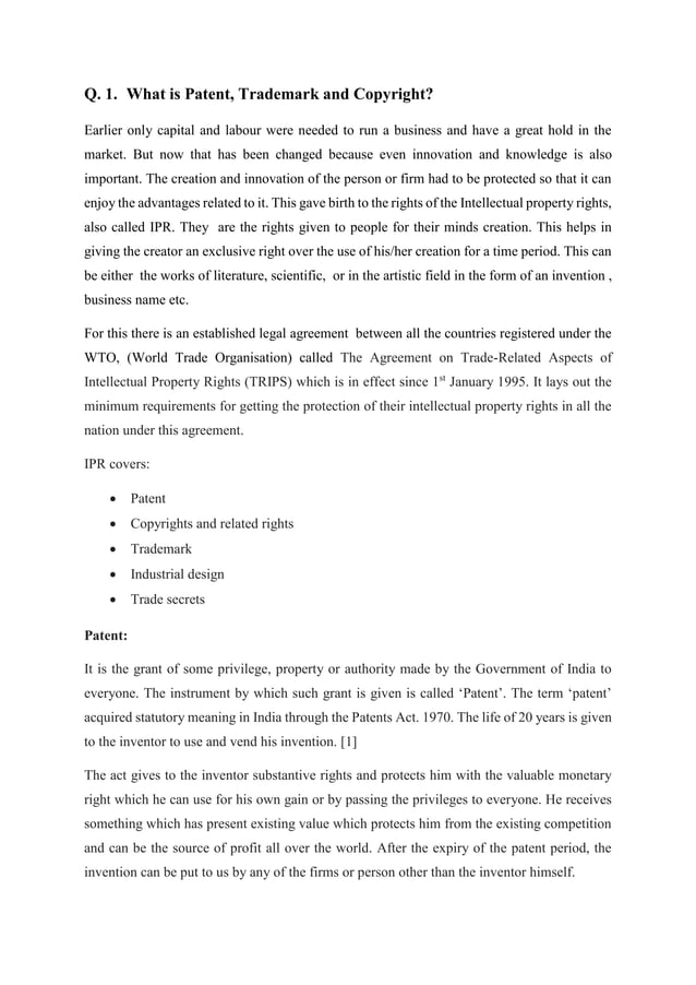 Intellectual property rights | PDF | Business | Business and Finance