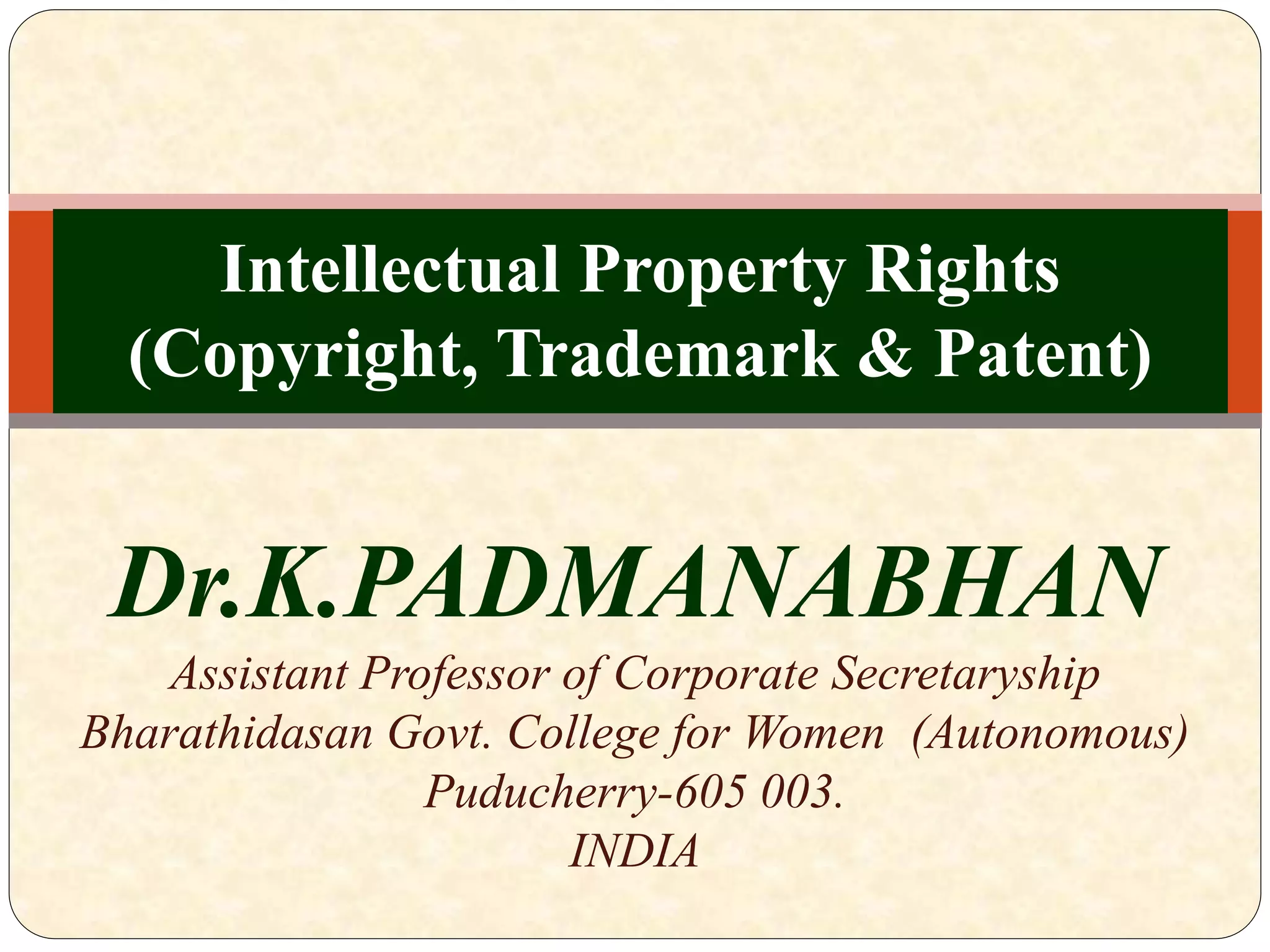 Intellectual Property Rights (IPR) | PPSX