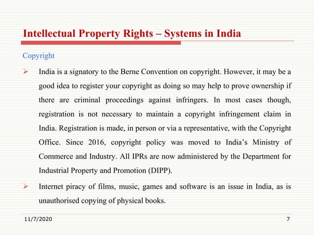 Intellectual Property Rights in India | PDF | Business | Business and ...