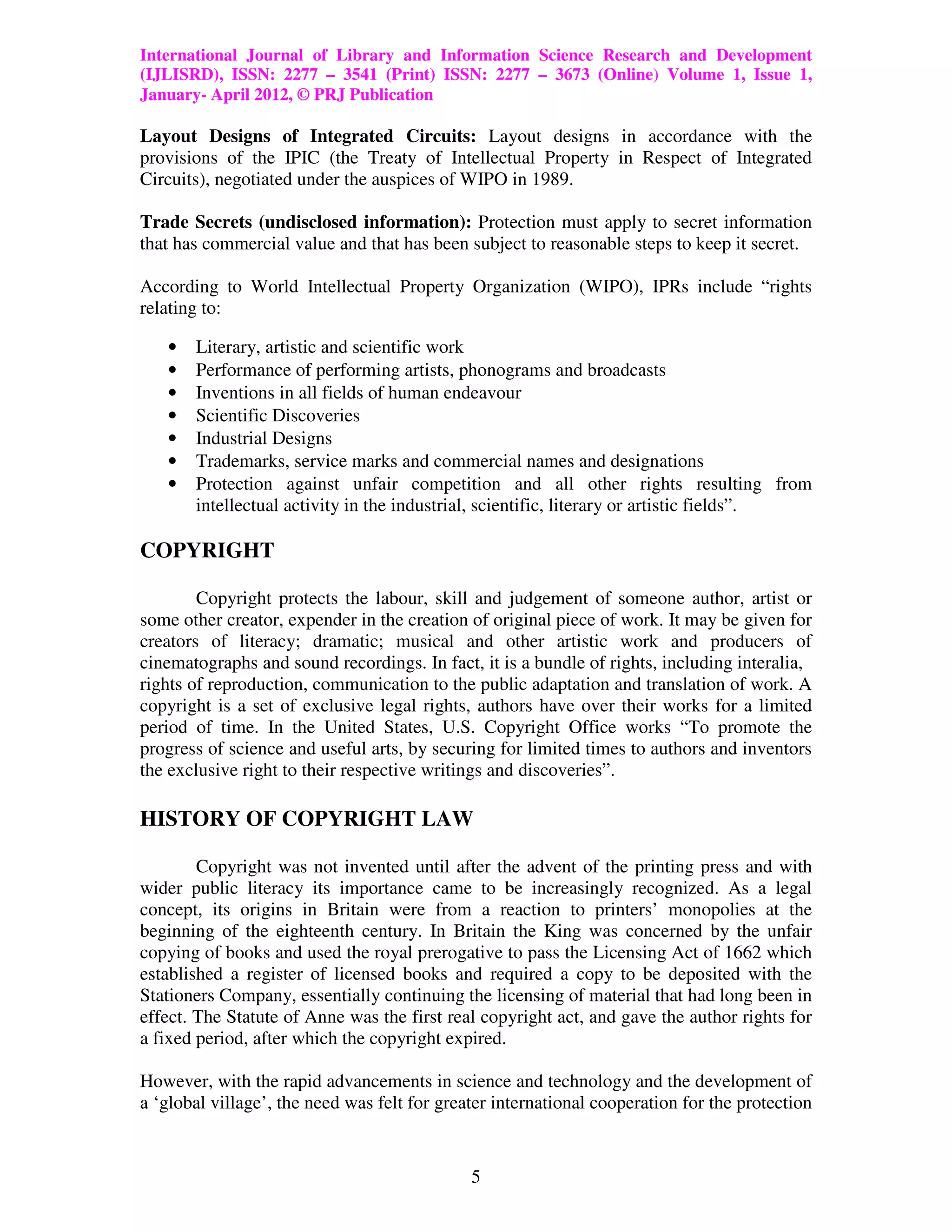 Intellectual property rights (ipr) in | PDF