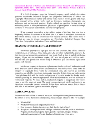 Intellectual property rights (ipr) in | PDF