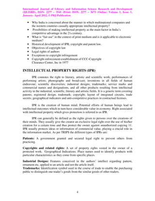 Intellectual property rights (ipr) in | PDF