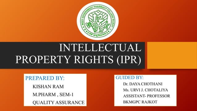 Intellectual property rights (ipr) new | PPT