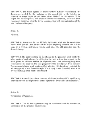 INTELLECTUAL PROPERTY SALE AGREEMENT | PDF