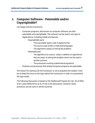 Intellectual Property Rights (IPR) of Computer Software | PDF