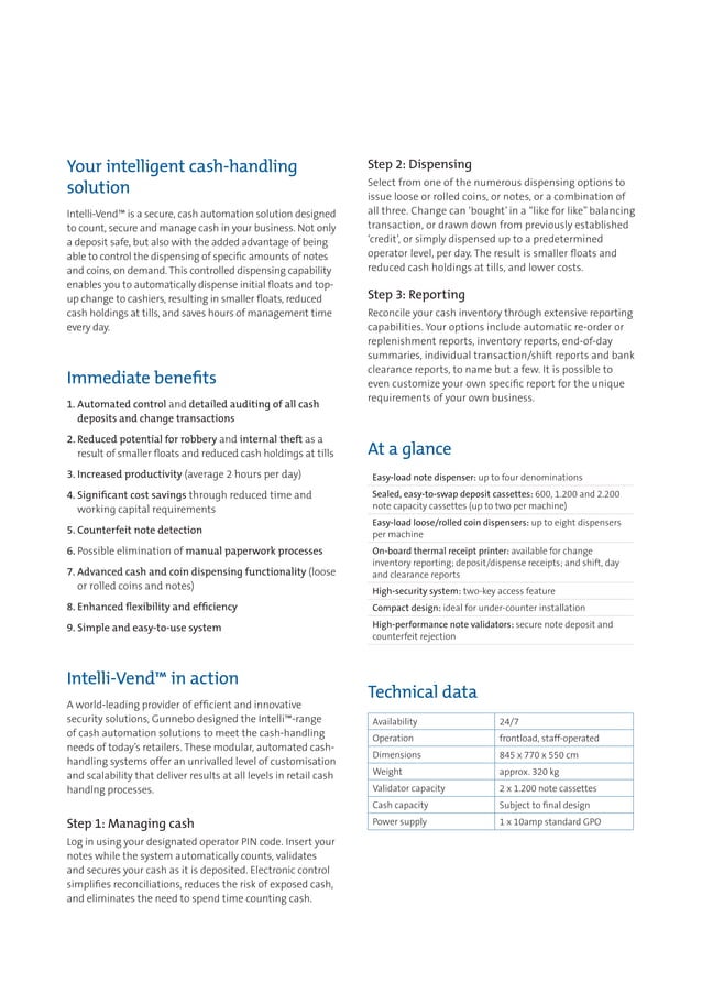 Intelli-Vend Cash Handling Solution | PDF | Business Accounting ...