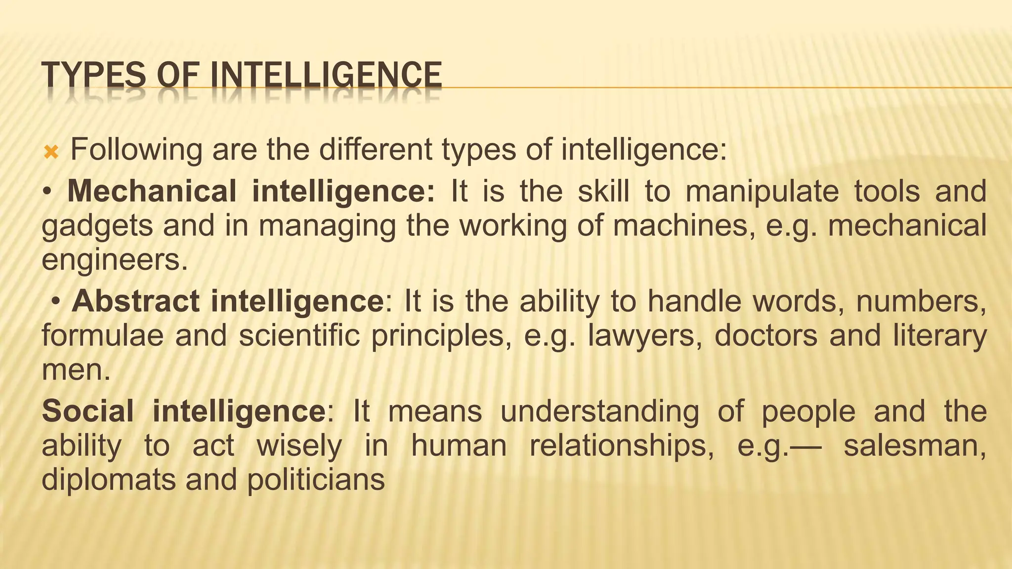 intelligence defination and types theories of intelligence | PPTX ...
