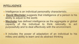 intelligence defination and types theories of intelligence | PPTX ...