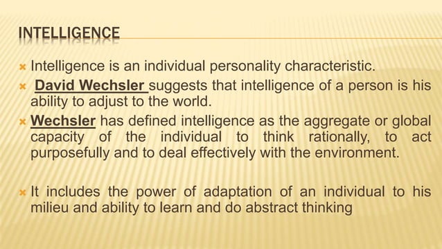 intelligence defination and types theories of intelligence | PPT