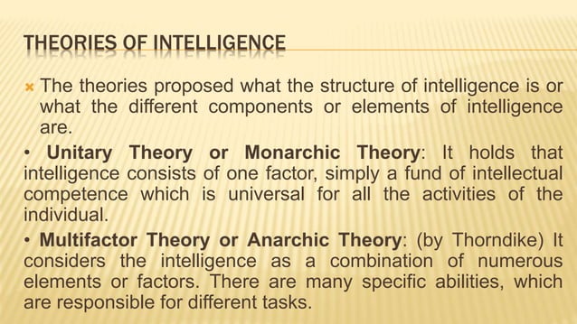 intelligence defination and types theories of intelligence | PPT