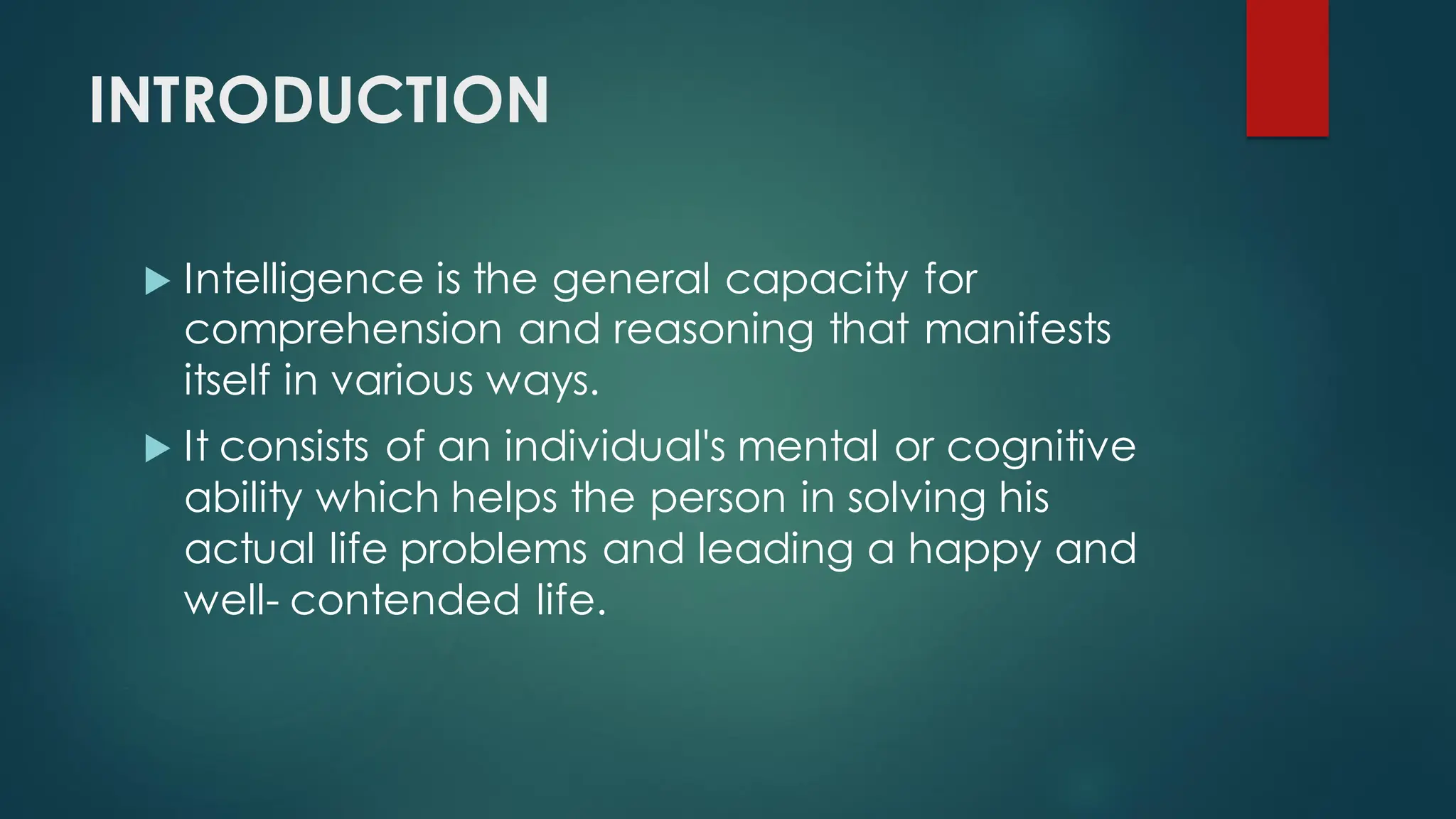INTELLIGENCE, Definition, types ,factors affecting | PDF