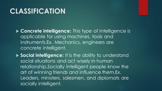 INTELLIGENCE, Definition, types ,factors affecting | PDF