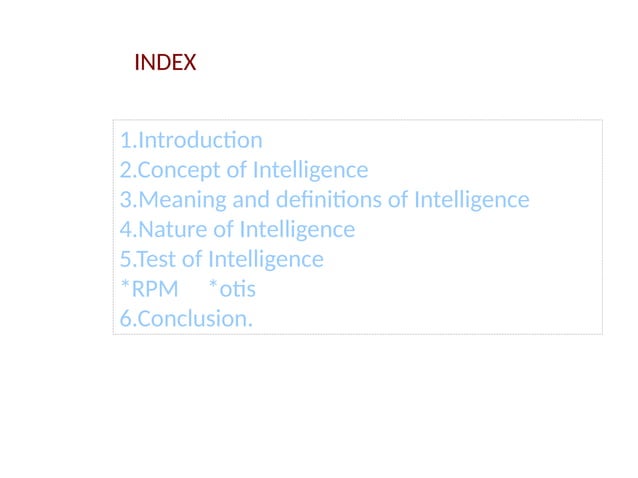 Intelligence -concept, definition, test of intelligence RPM and ( Otis ...