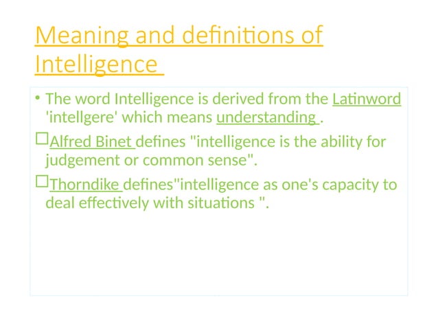 Intelligence -concept, definition, test of intelligence RPM and ( Otis ...