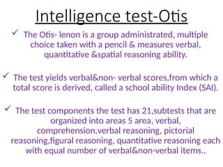 Intelligence -concept, definition, test of intelligence RPM and ( Otis ...