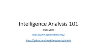 Intelligence Analysis 101 | PDF