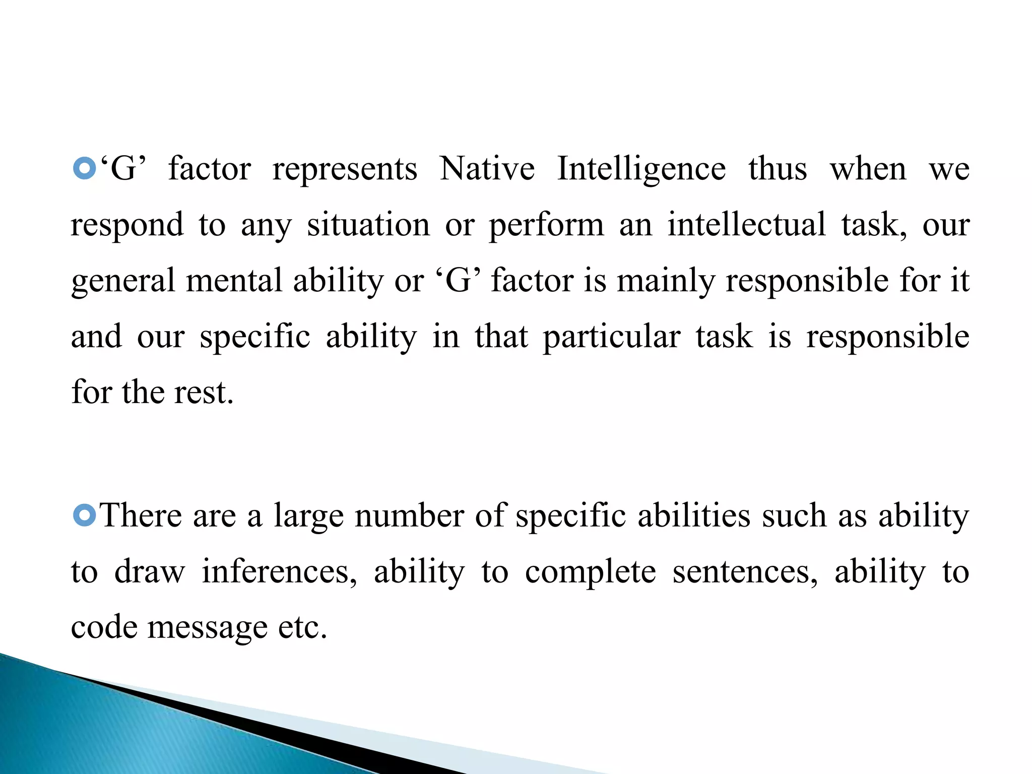 Intelligence and two factor theory | PPTX