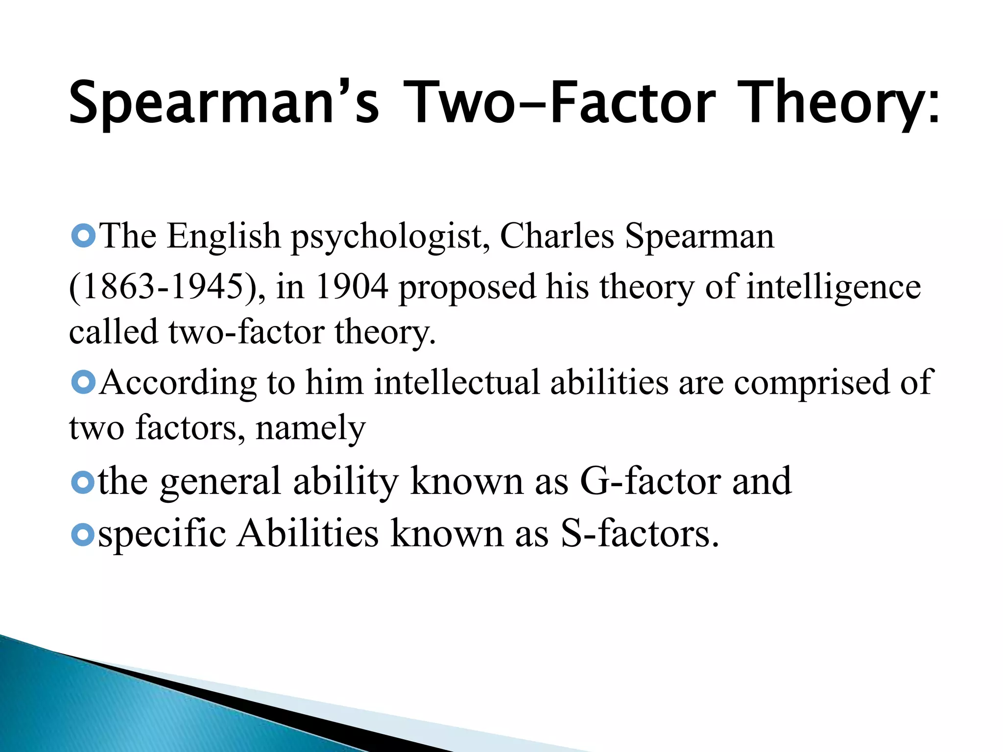 Intelligence and two factor theory | PPTX