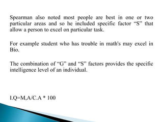 Intelligence and two factor theory | PPTX