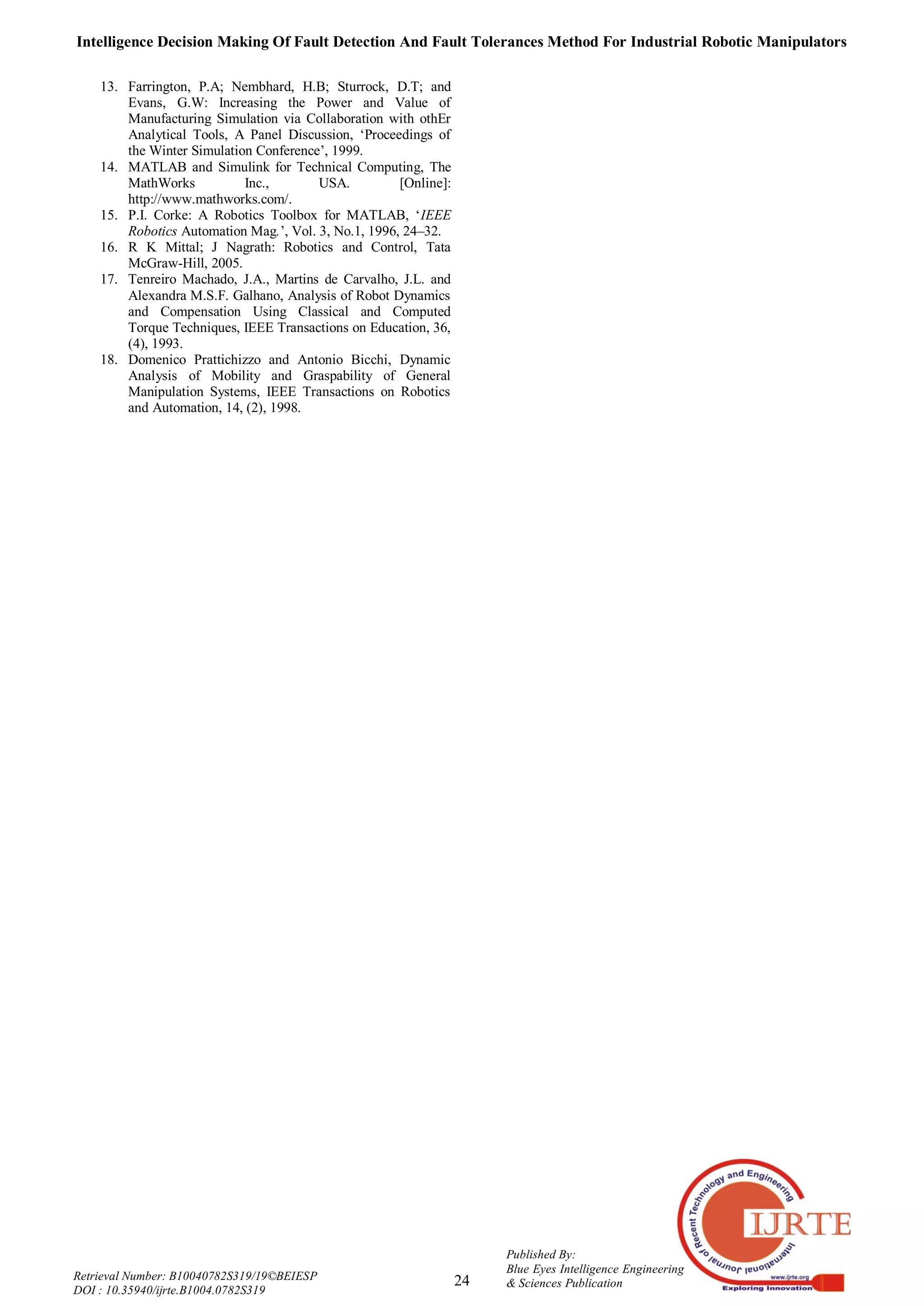 Intelligence Decision Making Of Fault Detection And Fault Tolerances Method For Industrial