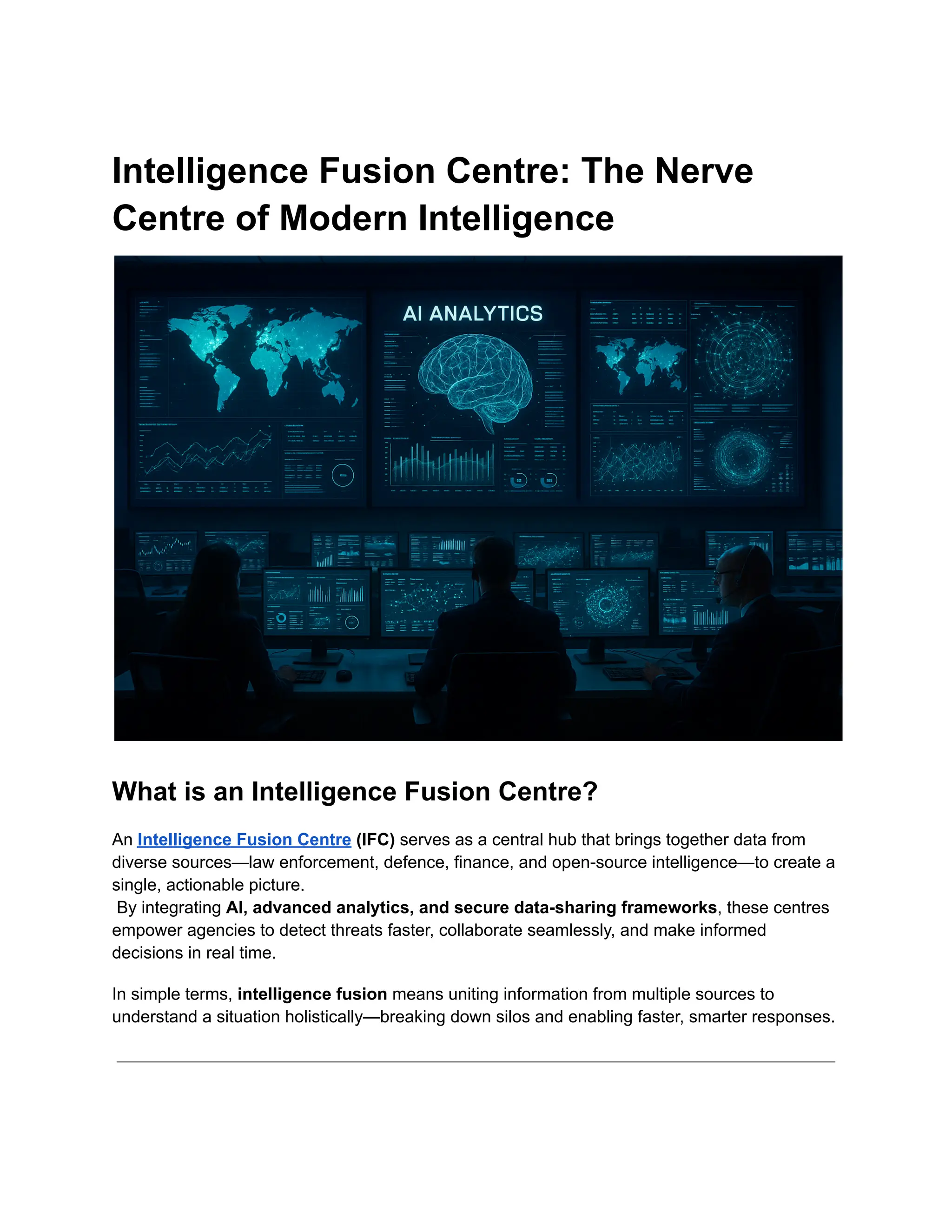 Intelligence Fusion Centre: The Nerve Centre of Modern Intelligence | PDF