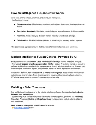 Intelligence Fusion Centre: The Nerve Centre of Modern Intelligence | PDF