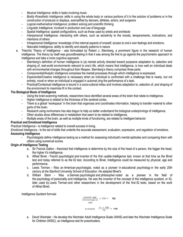 Intelligence(Handouts) | DOCX | Educational Assessment | Education
