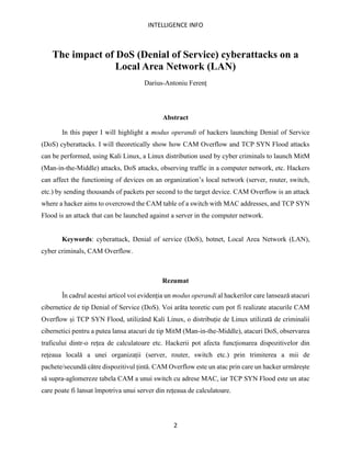 The impact of DoS (Denial of Service) cyberattacks on a Local Area Network (LAN) | PDF