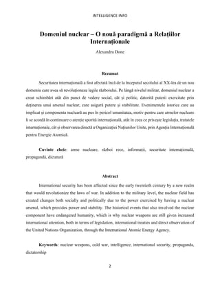 Domeniul nuclear – O nouă paradigmă a Relațiilor Internaționale | PDF