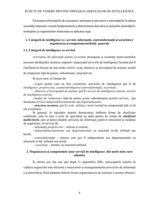 Puncte de vedere privind tipologia serviciilor de intelligence din unele state ale NATO | PDF